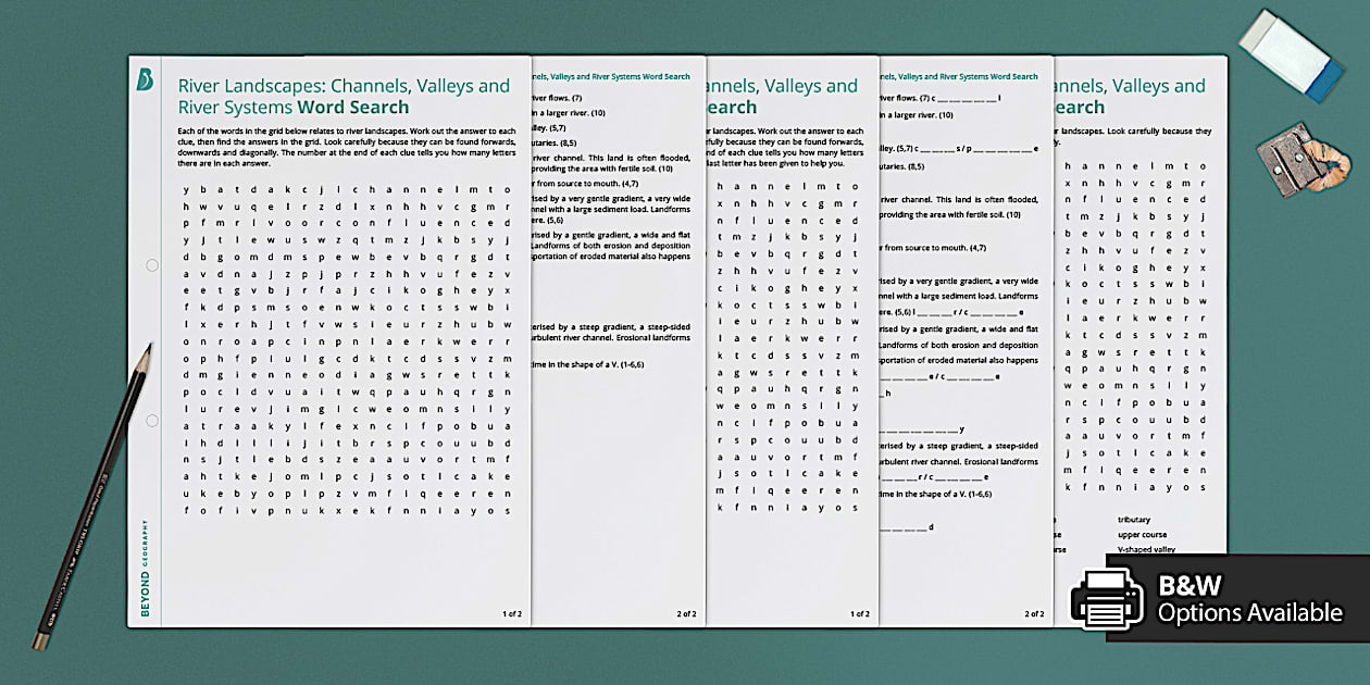River Landscapes: Channels, Valleys and River Systems Word Search