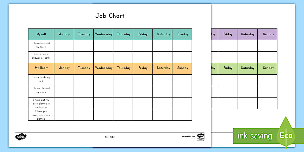 Black and White Jobs at Home Sticker Reward Charts - Twinkl