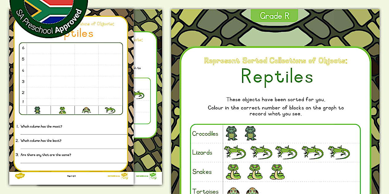 Grade R Data Handling Activity - Reptiles (Teacher-Made)