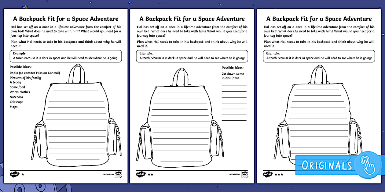 Back to Earth with a Bump Packing a Backpack Worksheet / Worksheets
