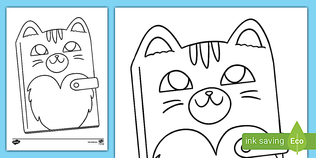 Cat Diary Colouring Page (Hecho por educadores) - Twinkl