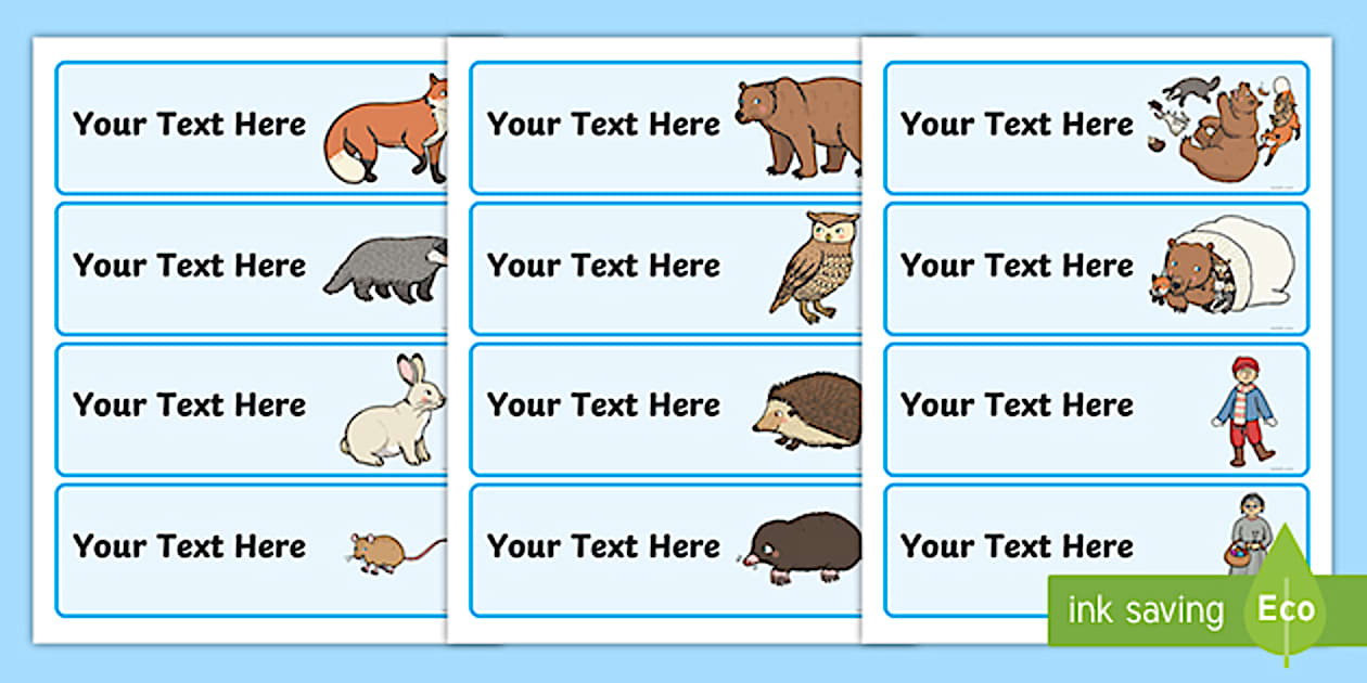 The Mitten Story Editable Labels (teacher made) - Twinkl