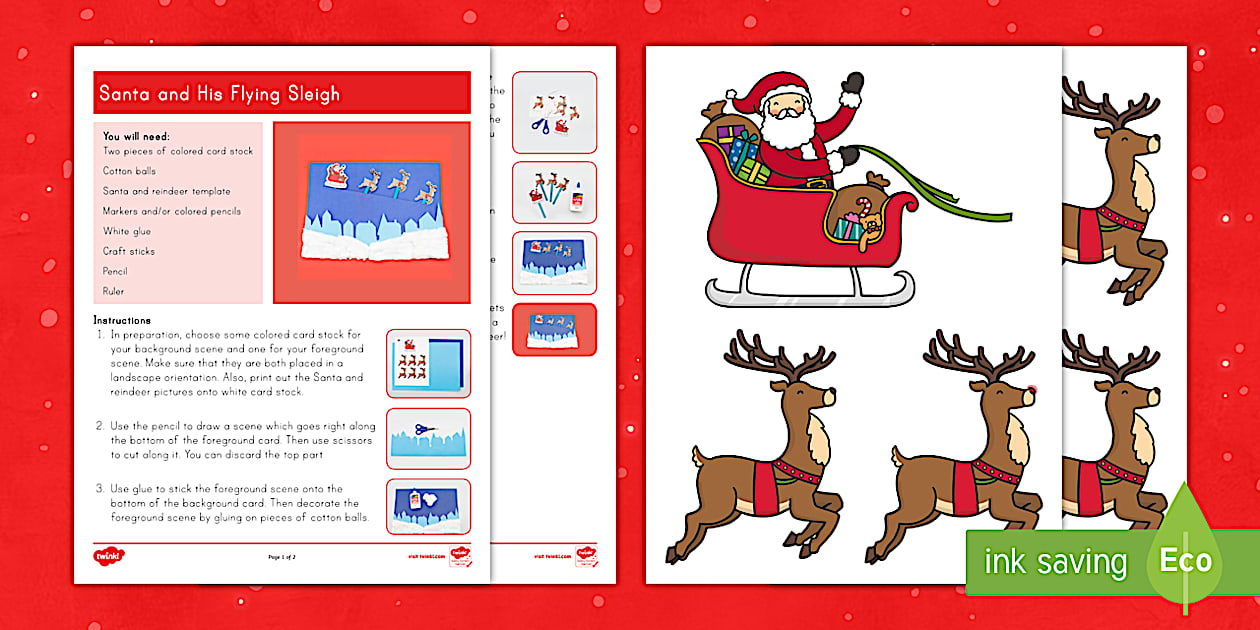 Santa and His Flying Sleigh Craft (teacher made) - Twinkl