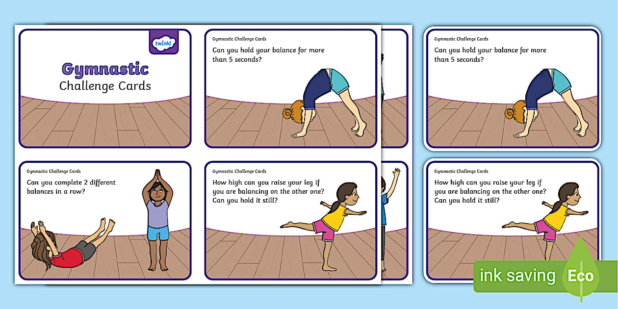 Gymnastic Challenge Cards Pdf Cards (teacher made) - Twinkl