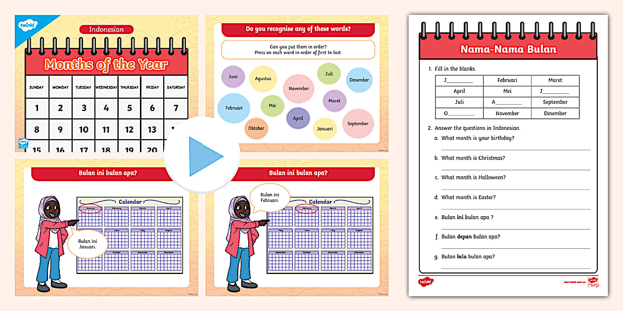 Years 1-2 Indonesian Lesson Pack: Months