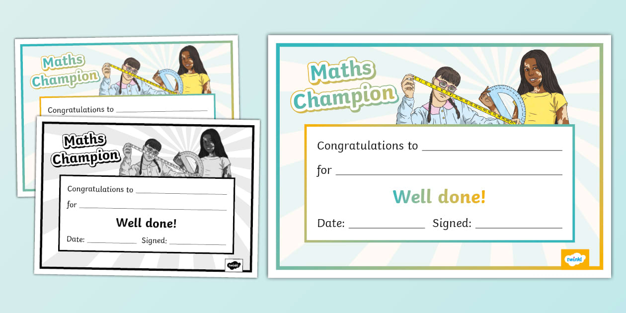👉 Mathematics Champion Certificate (teacher made)