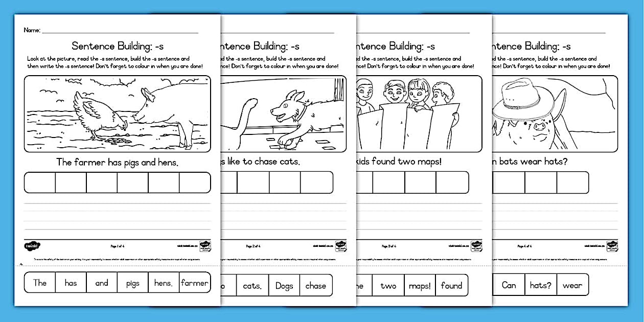 Phonics Sentence Building: -s - Twinkl