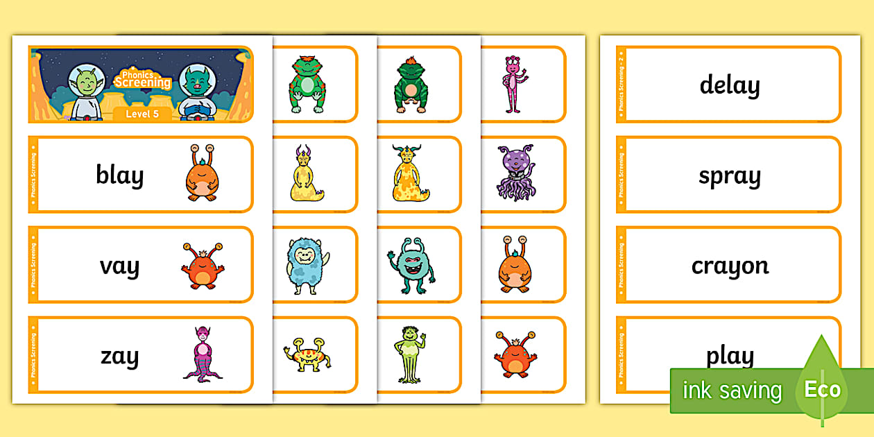 Level 5 Set 1 Real and Alien Words Flashcards - Twinkl