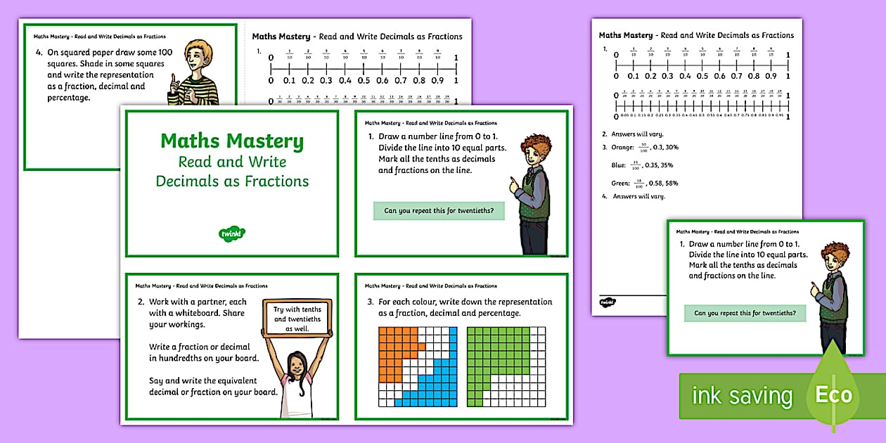 Year 5 Fractions And Decimals Read Write Decimals As Fractions Maths Mastery