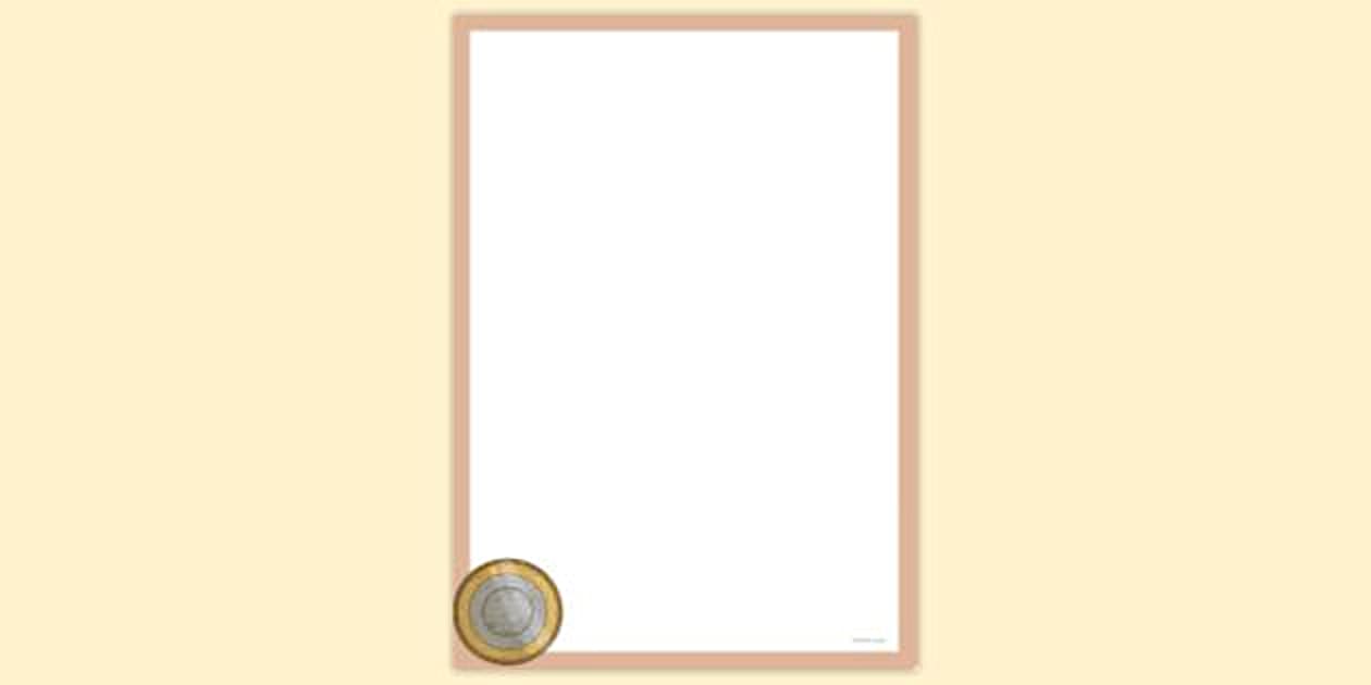 Simple Blank 2 Pound Coin Page Border | Page Borders
