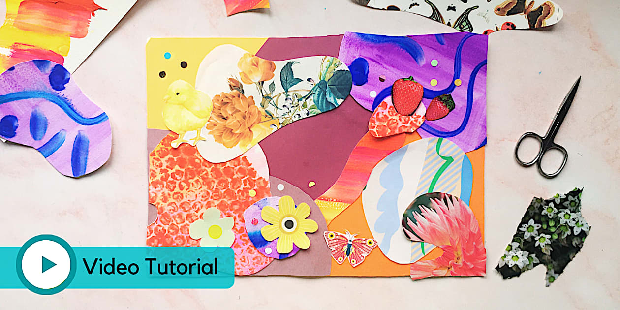 Abstract Collage Craft | Collage Wall Art Craft - Twinkl
