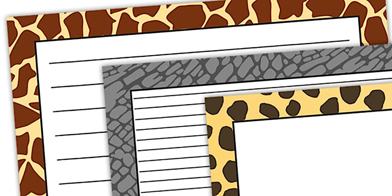 Safari Animal Pattern Themed Landscape page Borders - Twinkl