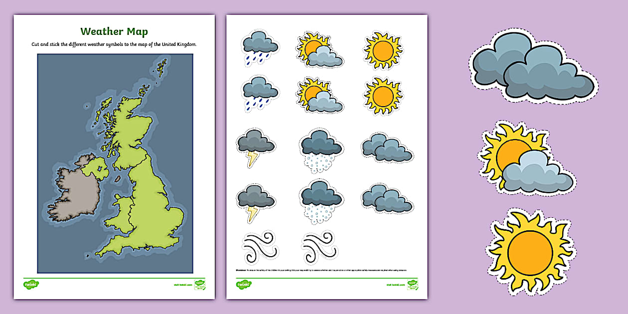 Weather Map Cutting Skills Activity - KS1 (teacher made)
