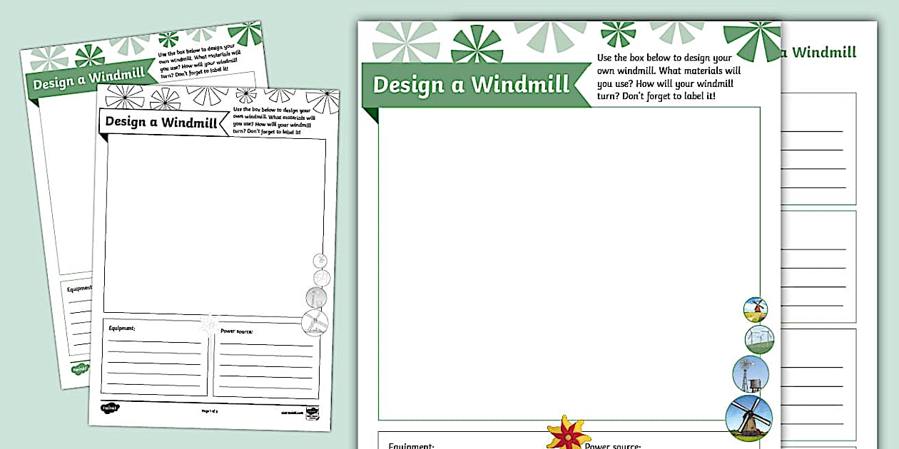 Design a Windmill Worksheet (teacher made) - Twinkl