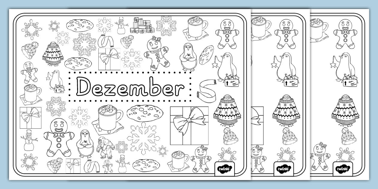 Dezember Ausmalbilder (Teacher-Made) - Twinkl