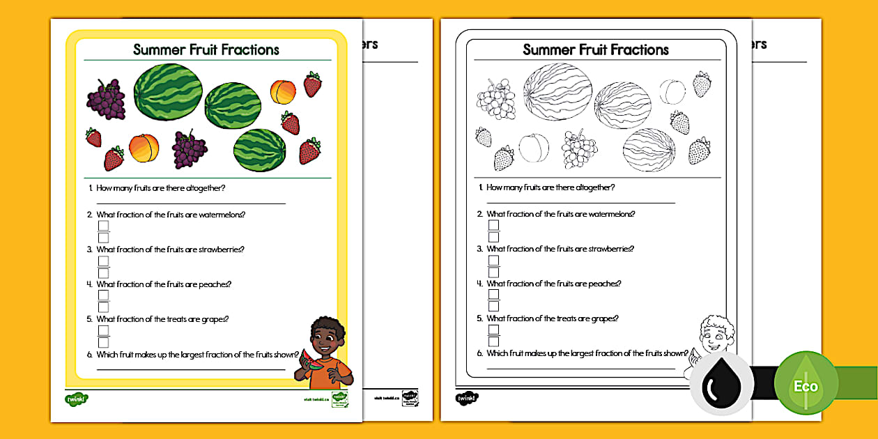 Summer Fruit Fractions Activity (teacher made) - Twinkl