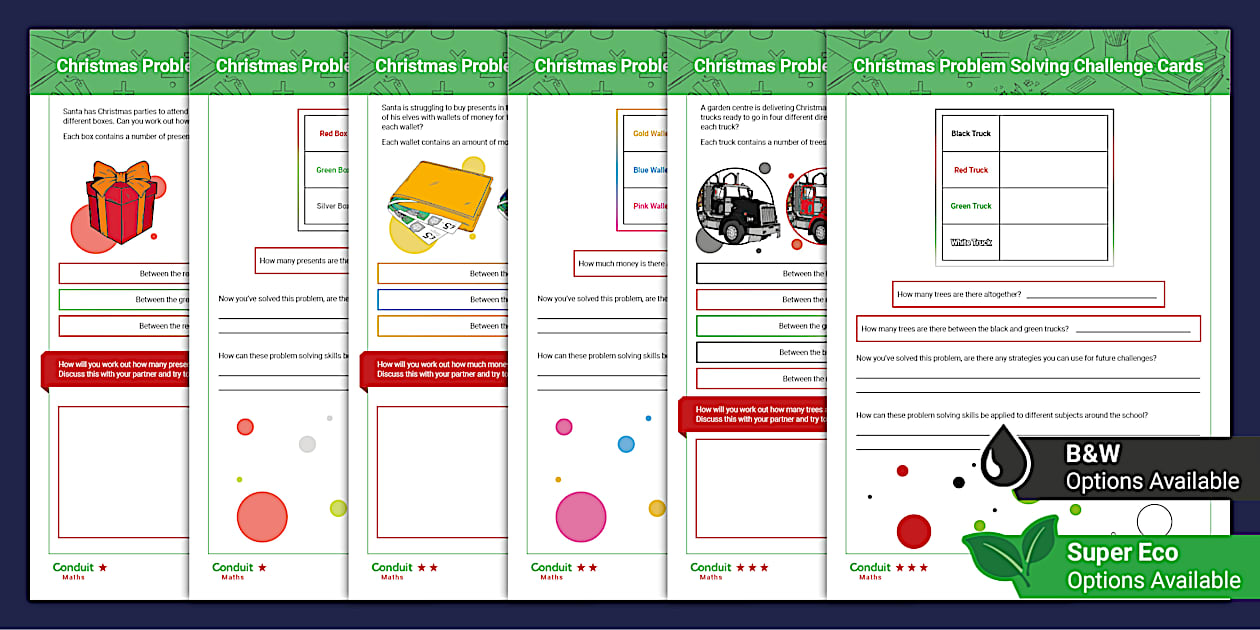 Christmas Problem Solving Challenge Cards (teacher made)
