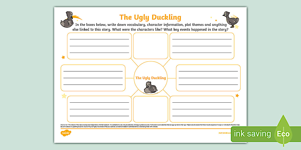The Ugly Duckling Story Mind Map (teacher made) - Twinkl