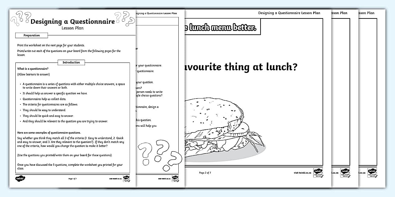 Designing a Questionnaire – A Lesson Plan (teacher made)