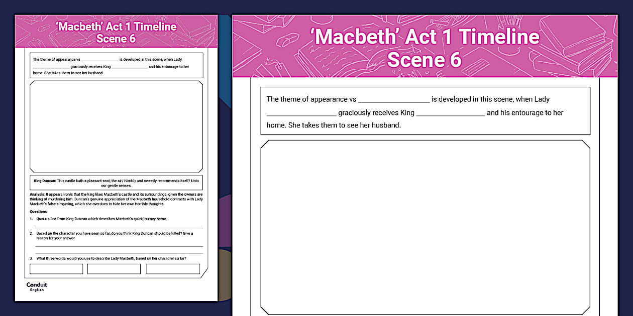 Macbeth Act 1 Scene 6 Timeline Activity Sheet (teacher made)