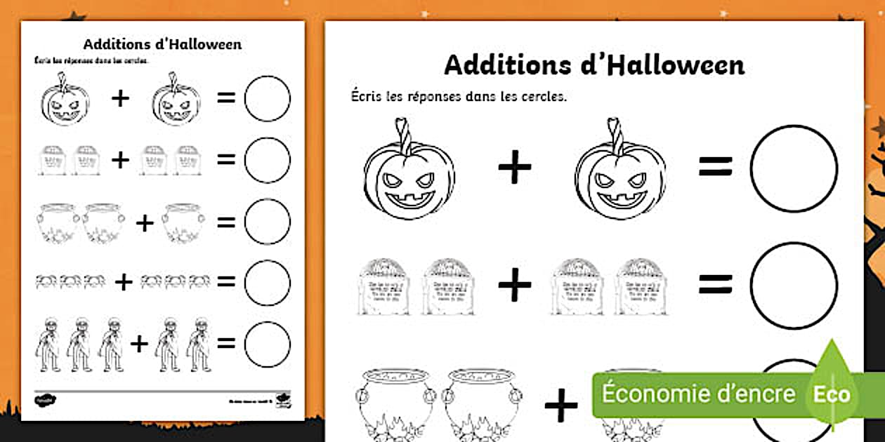 Fiche d'activité : Additions d'Halloween (teacher made)