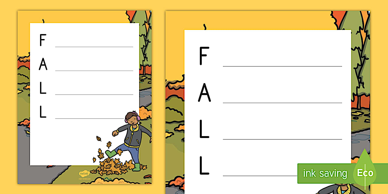 Fall Acrostic Poem Writing Worksheet / Worksheet - Twinkl