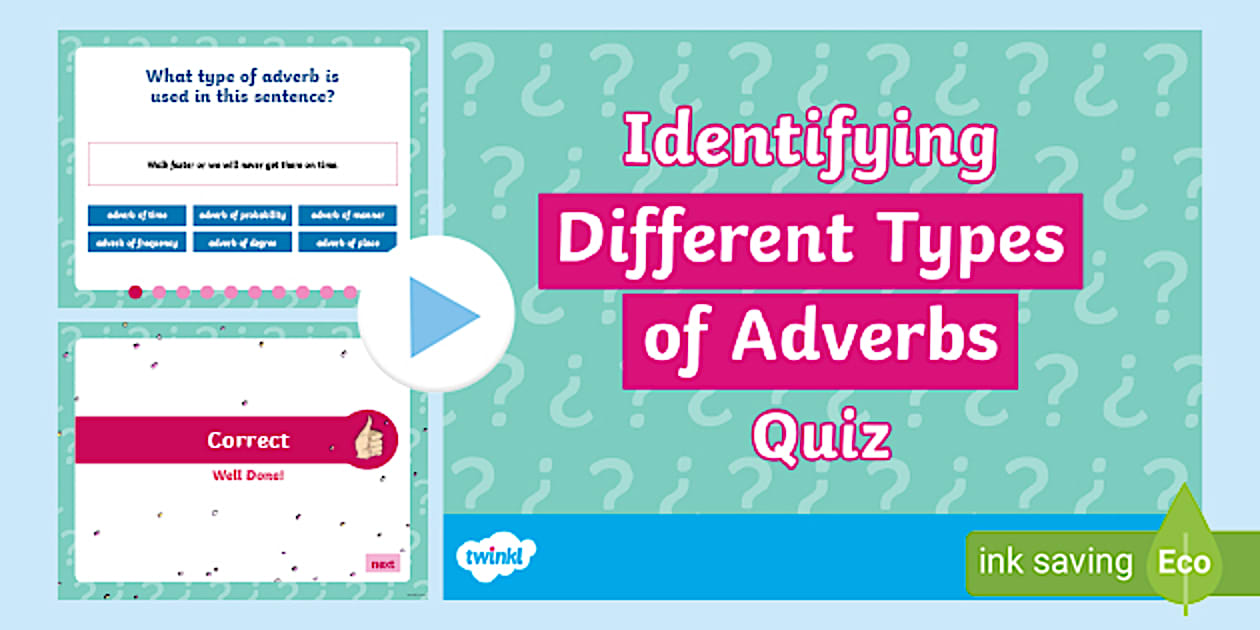 Identifying Adverbs and Their Types Exercise - Twinkl