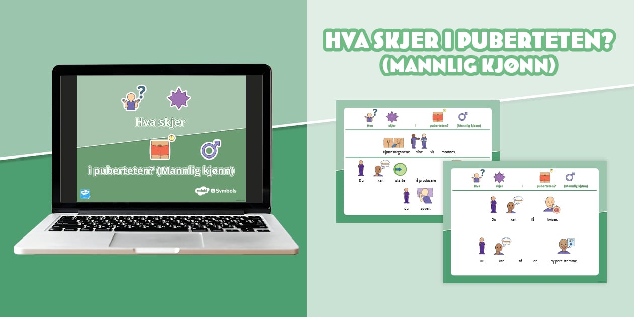 Twinkl Symbols: Eldre elever: Hva skjer i puberteten? (Mannlig kjønn)