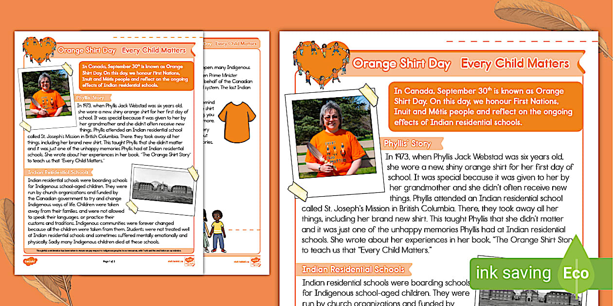 FREE Orange Shirt Day Fact File - K-3