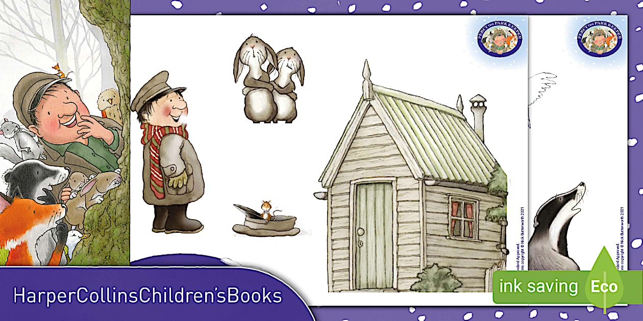 FREE! - Percy the Park Keeper: One Snowy Night Stick Puppets