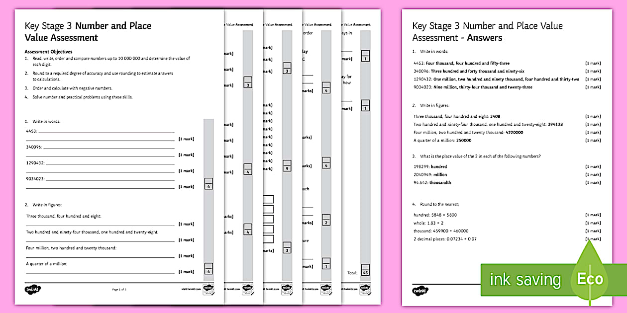 Key Stage 3 Number and Place Value Assessment Pack - Twinkl
