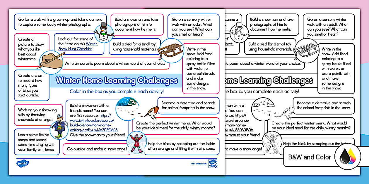 Winter Home Learning Challenges