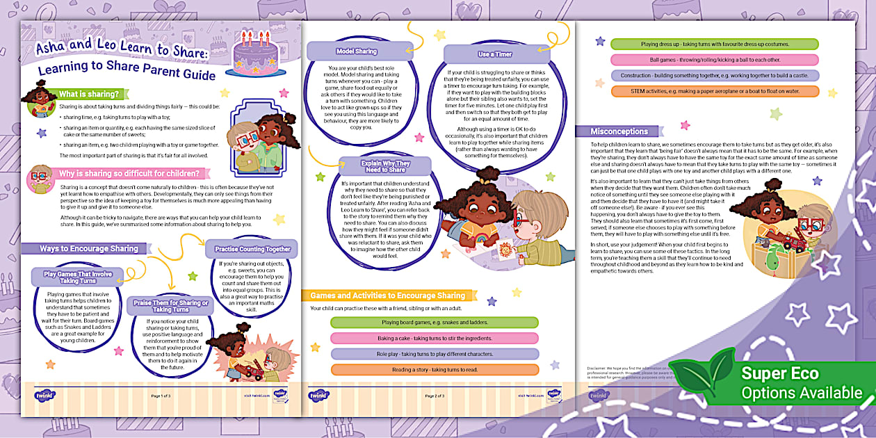 Learning to Share Parent Guide | Parent Life Skills Activity