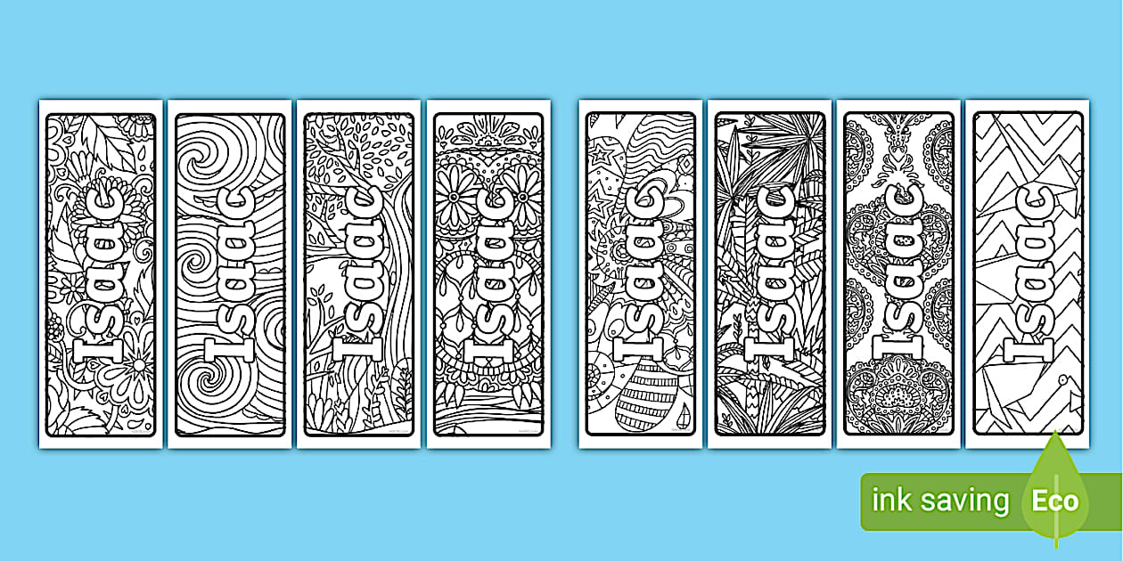 Isaac Mindfulness Name Colouring Bookmarks (teacher made)