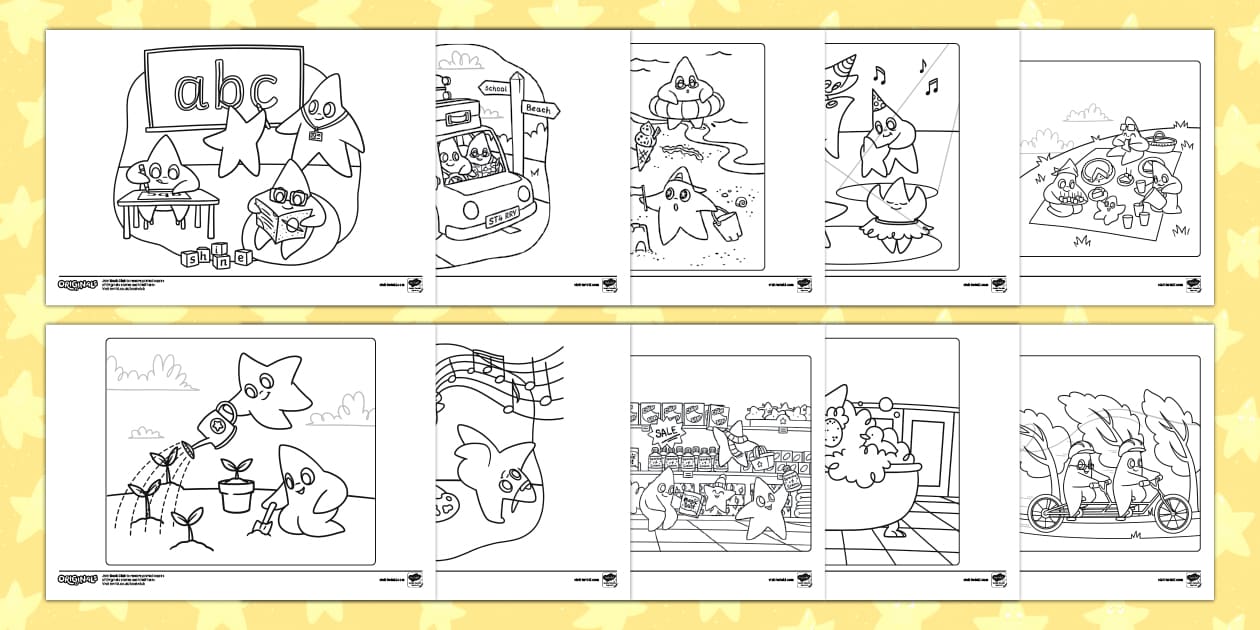 Cute Star Characters Colouring Pages (l'enseignant a fait)