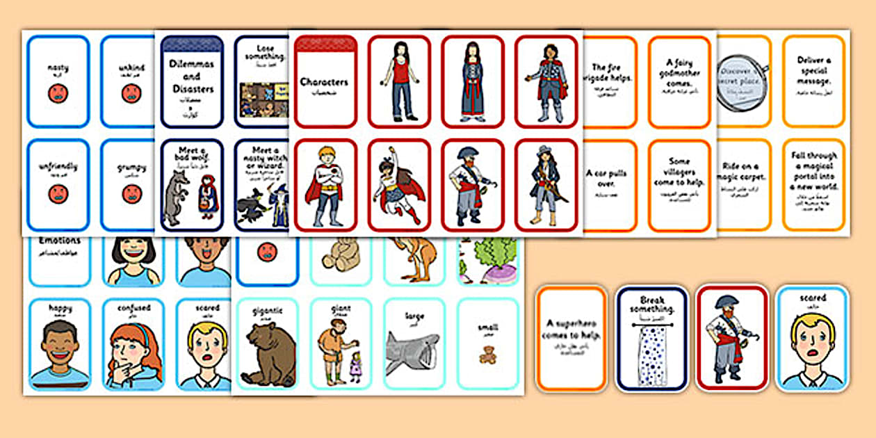 Story Writing Prompt Cards Pack Arabic Translation - Twinkl