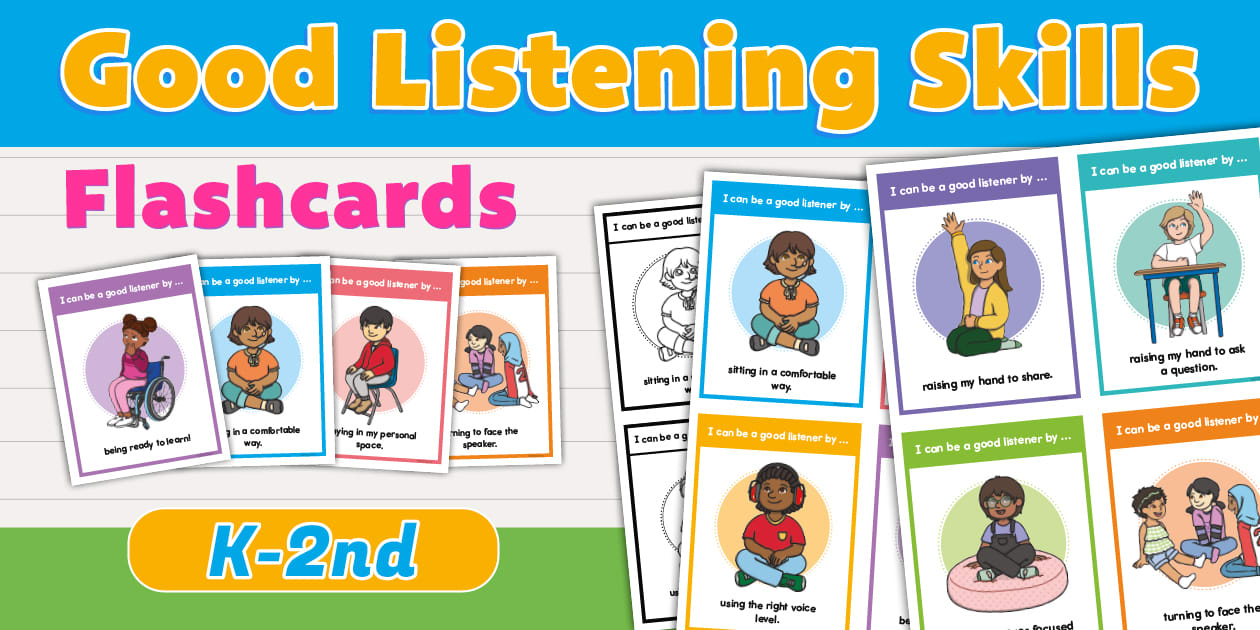 Good Listening Skills Flashcards for K-2nd