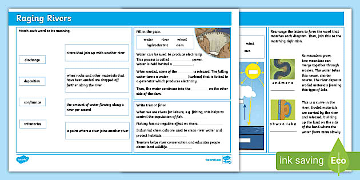 KS2 Geography Revision Mat: Raging Rivers - Twinkl