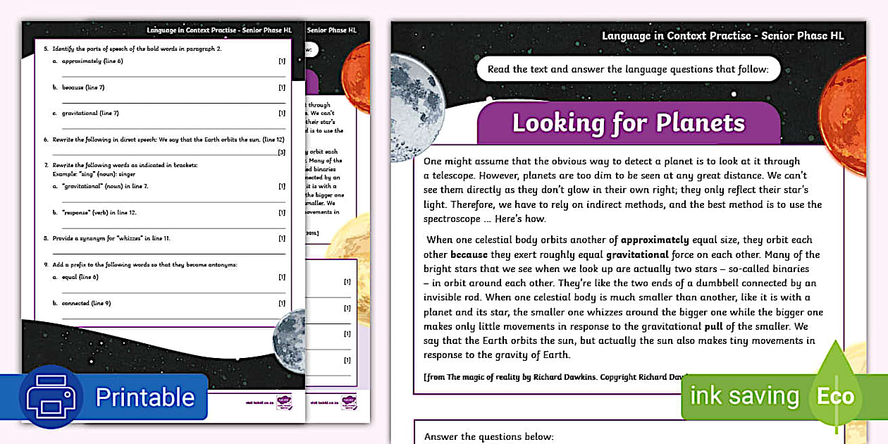 Language in Context Practice - Senior Phase HL - Twinkl