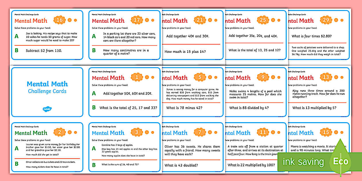 Mental Math Challenge Cards - Twinkl