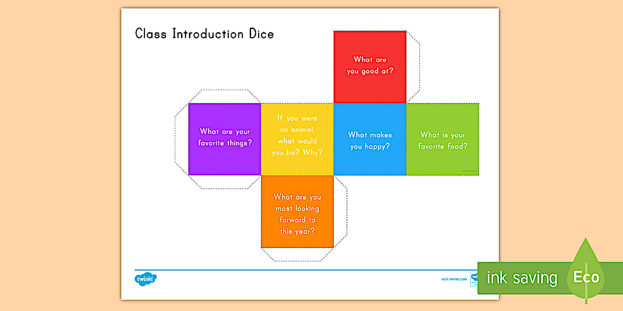 Editable Class Introduction Question Dice Game - Twinkl