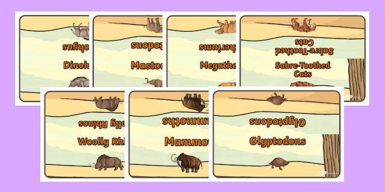 Stone Age Animals Group Table Signs (teacher made) - Twinkl