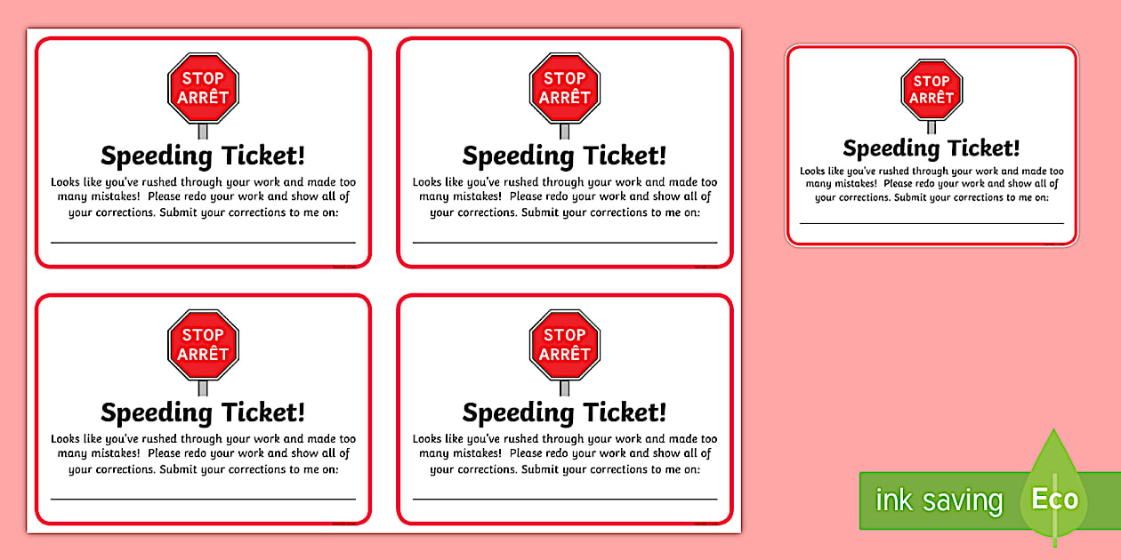 Speeding Ticket Cards (Teacher-Made) - Twinkl