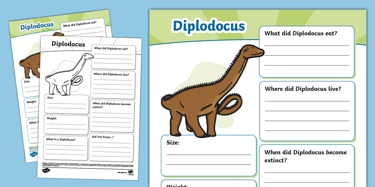 KS1 Diplodocus Fact File Template (profesor hizo) - Twinkl