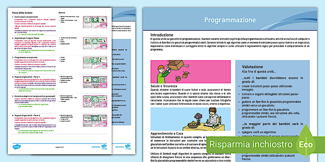 Schede programmazione (l'insegnante ha fatto) - Twinkl