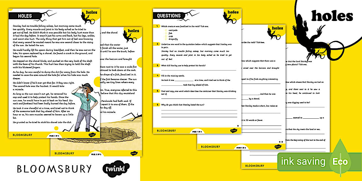FREE! - Holes: Differentiated Reading Comprehension[Ages 9-11]