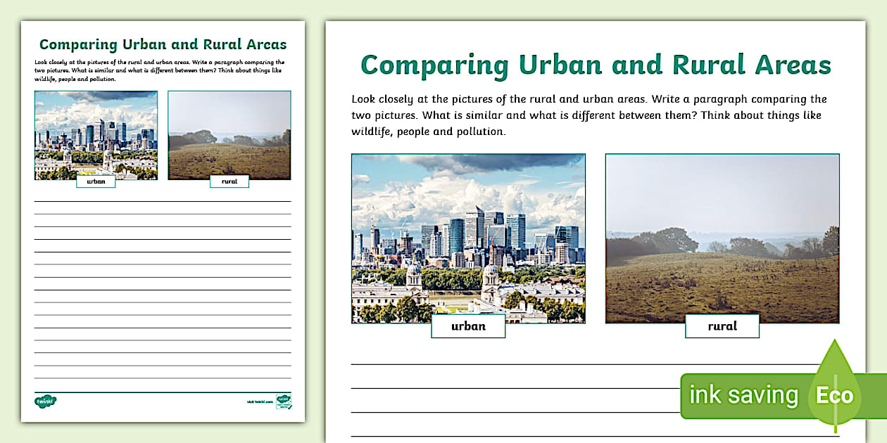 Urban and Rural Areas Comparison Activity (teacher made)