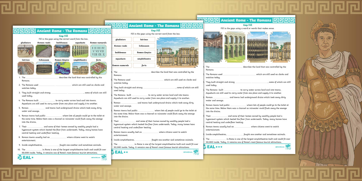 EAL Younger Learners History Curriculum Scaffolding - The Romans Gap Fill