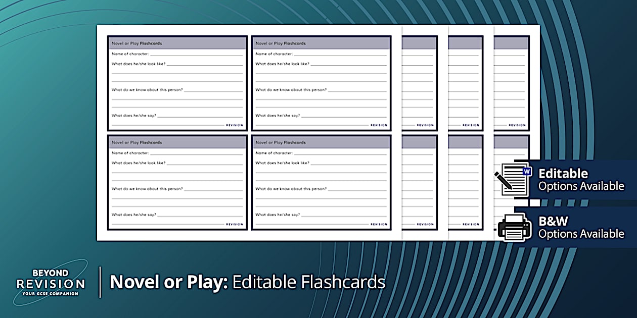 Novel or Play Editable Flashcards | English | Beyond