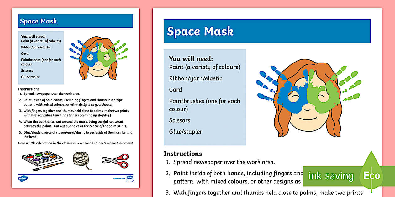 TAS Space Mask Hand Painting Activity (teacher made)